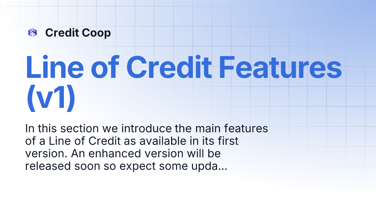 Line of Credit Features (v1) | Credit Coop